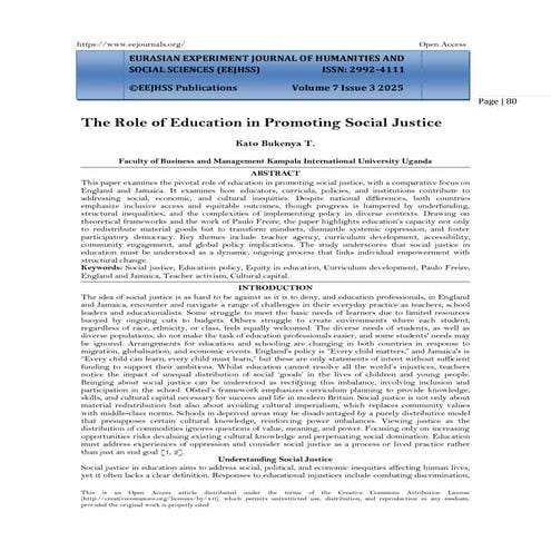 The Role of Education in Promoting Social Justice (www.kiu.ac.ug) | PDF