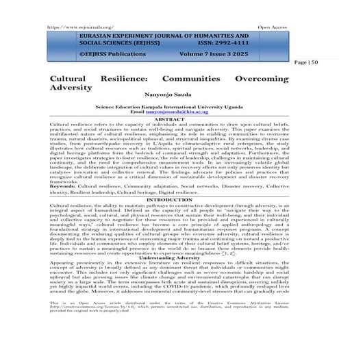 Cultural Resilience: Communities Overcoming Adversity (www.kiu.ac.ug) | PDF