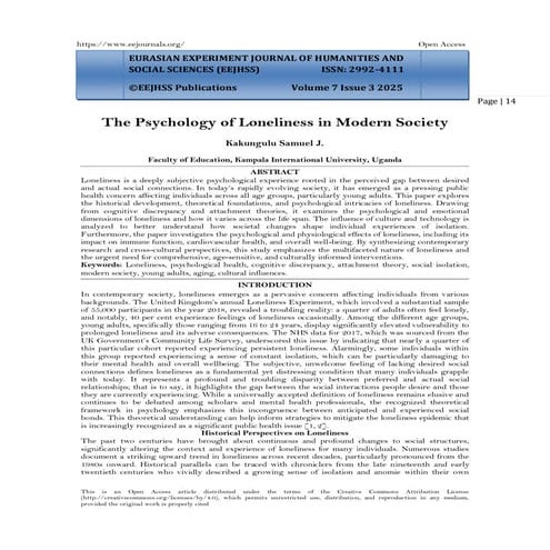 The Psychology of Loneliness in Modern Society (www.kiu.ac.ug) | PDF