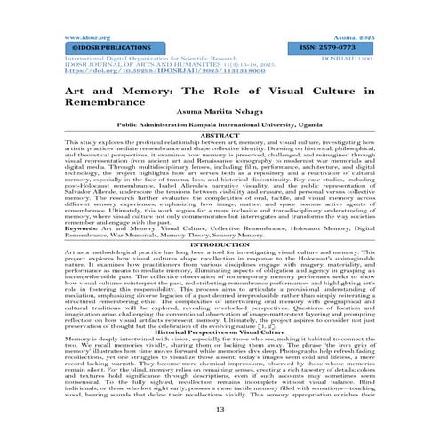 Art and Memory: The Role of Visual Culture in Remembrance (www.kiu.ac ...