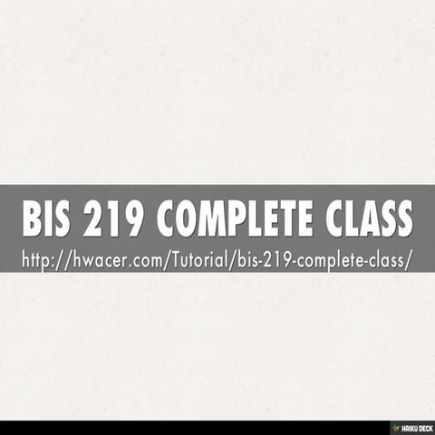 BIS 219 COMPLETE CLASS | PDF