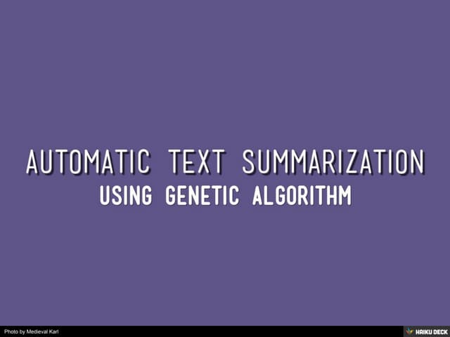 Automatic Text Summarization Pdf