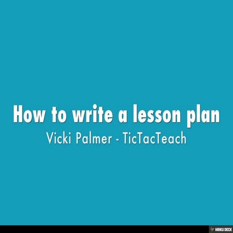 How to write a lesson plan | PDF
