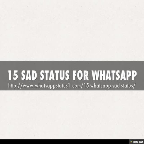 15 SAD STATUS FOR WHATSAPP | PDF