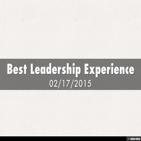 Best Leadership Experience | PDF