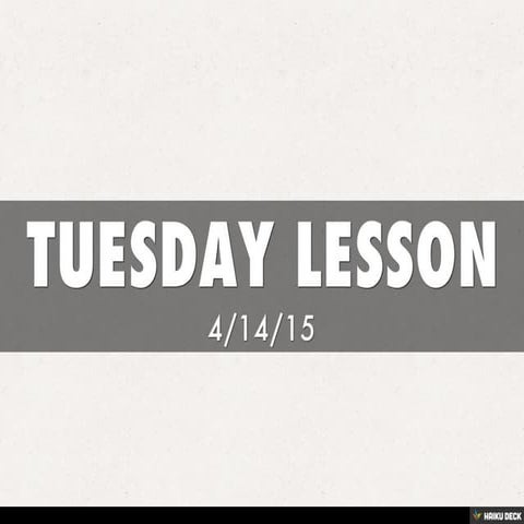 TUESDAY LESSON | PDF