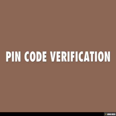 PIN CODE VERIFICATION | PDF