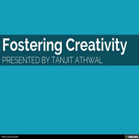 Fostering Creativity Pdf
