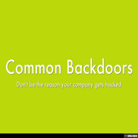 Common Backdoors | PDF