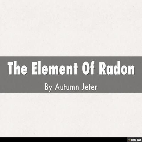 The Element Of Radon | PDF