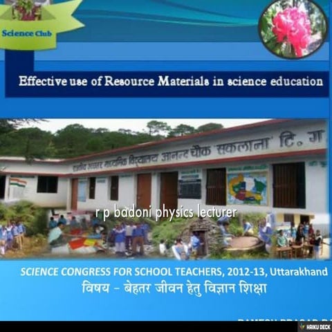 EFFECTIVE USE OF LOCAL RESOURCES IN CLASS ROOM TEACHING | PDF