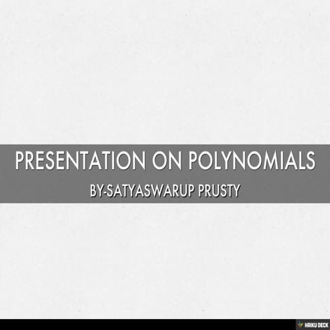 Presentation on polynomials | PDF
