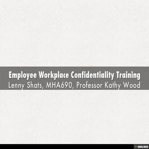 Employee Workplace Confidentiality Training | PDF