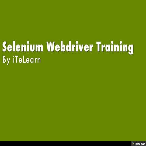 Selenium Webdriver Training Ppt 2785