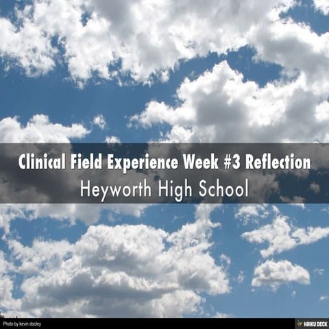 Clinical Field Experience Week #3 Reflection | PDF