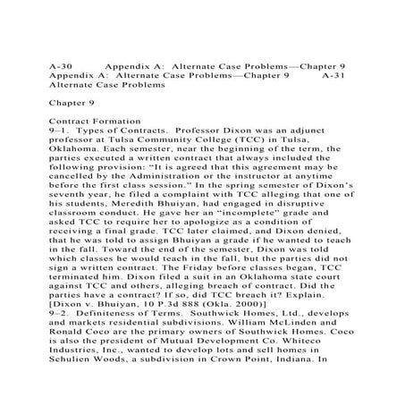 A-30 Appendix A Alternate Case Problems—Chapter 9Ap.docx