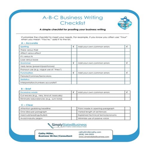 A B-C business writing checklist | DOCX