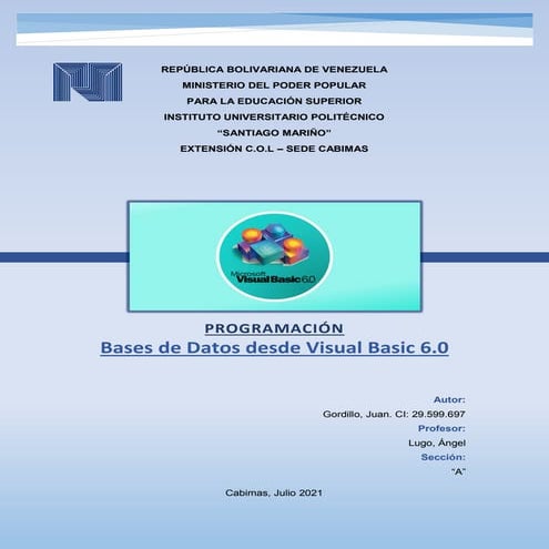 Bases de Datos desde Visual Basic 6.0 - Juan Gordillo | PDF