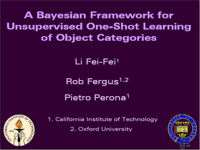 A Bayesian Framework For Unsupervised One Shot Learning Of Object