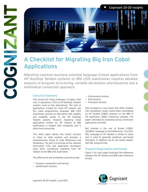 A Checklist for Migrating Big Iron Cobol Applications | PDF A Checklist for Migrating Big Iron Cobol Applications | PDF