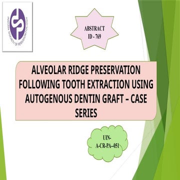 Alveolar ridge preservation with dentin autogenous bone graft | PPT
