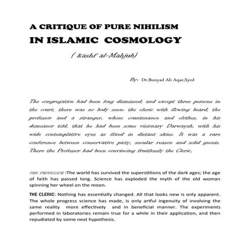 A Critique Of Pure Nihilism In Islamic Cosmology | PDF