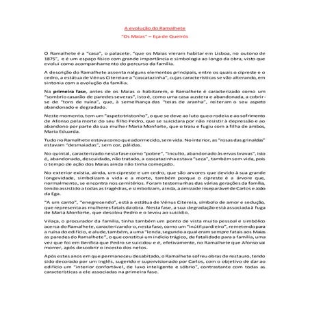 A Evolução do Ramalhete - Os Maias | DOCX