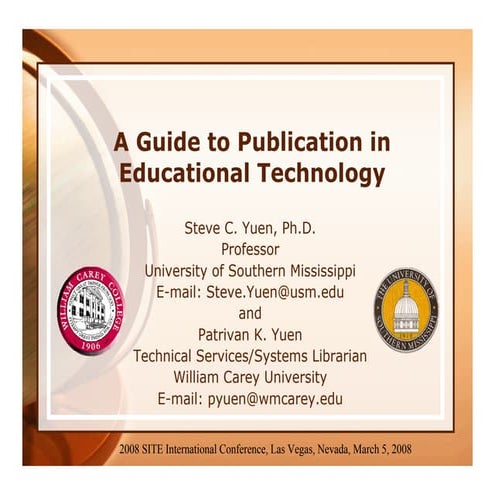 A Guide to Publication in Educational Technology | PDF