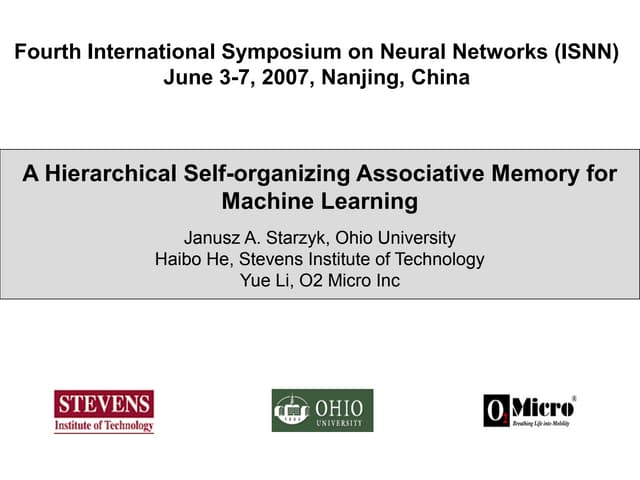 A Hierarchical Self Organizing Associative Memory For Machine Ppt Artificial