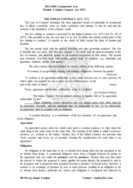 EXAMPLE Q & A Law of contract | PDF