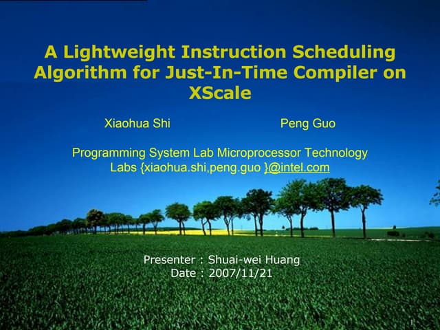 A Lightweight Instruction Scheduling Algorithm For Just In Time