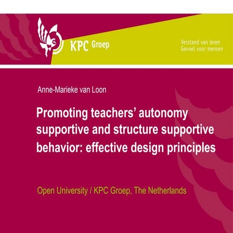 Promoting teachers' supportive behavior effective design principles ...