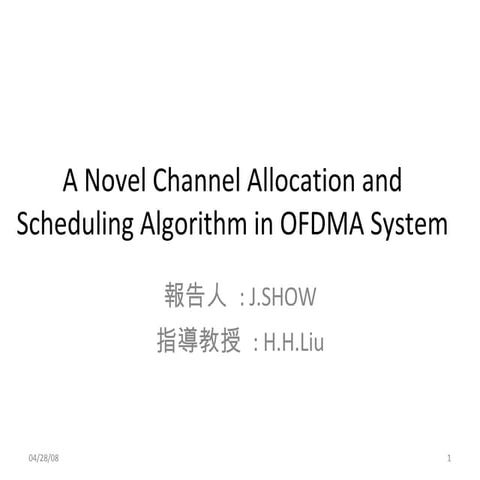A Novel Channel Allocation And Scheduling Algorithm In | PPT