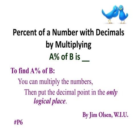 Percent of a Number with Decimals by Multiplying | PPT