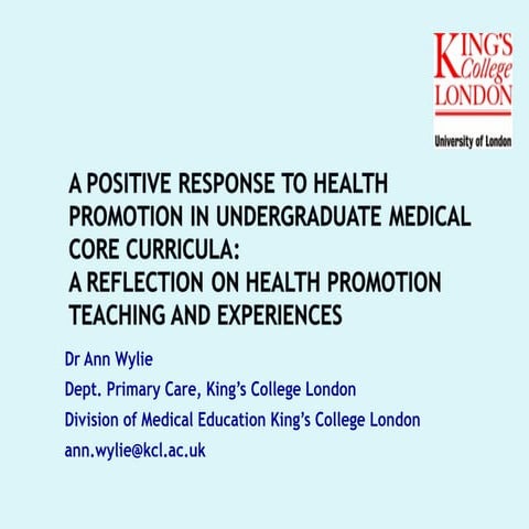 A positive response to health promotion in undergraduate medical core ...