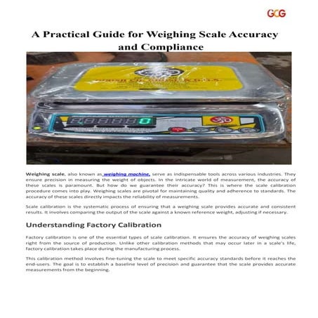 A Practical Guide for Weighing Scale Accuracy and Compliance | PPT