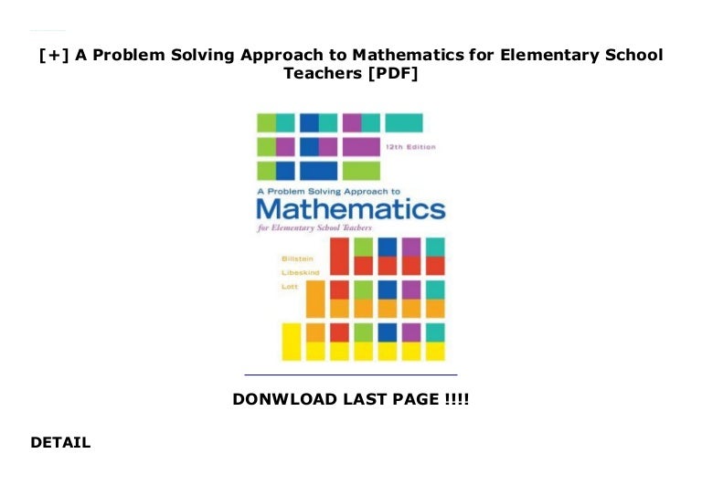 A Problem Solving Approach To Mathematics For Elementary School T A Problem Solving Approach To Mathematics For Elementary School T
