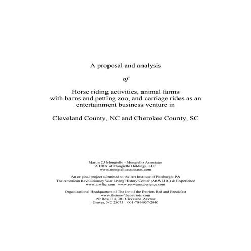 A Proposal And Analysis Of Horse And Farm Operations As A Venture ...