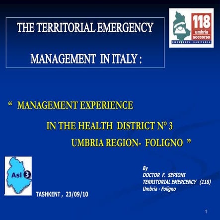 The territorial emergency management in Italy | PPTX