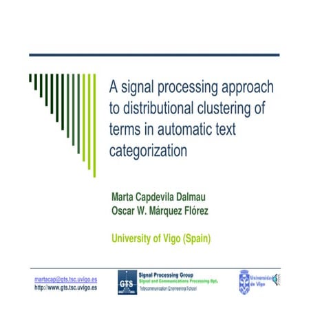A signal processing approach to distributional clustering of terms in automatic text ...
