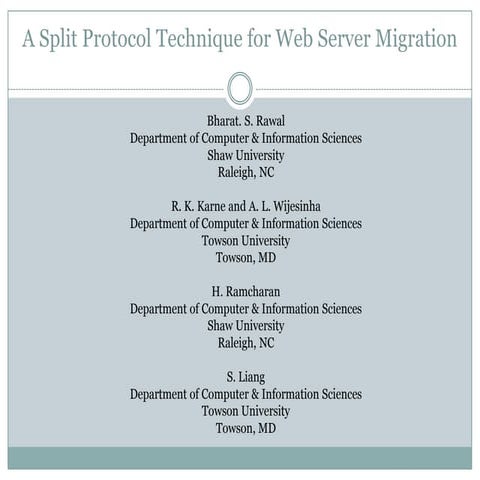 A Split Protocol Technique for Web Server Migration | PPTX