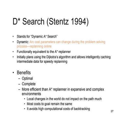 a-star d-star for 2025-2026 Advanced AI lecture... | PDF