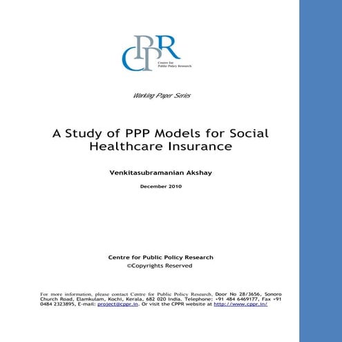 A Study of PPP Models for Social Healthcare Insurance | PDF | Health ...