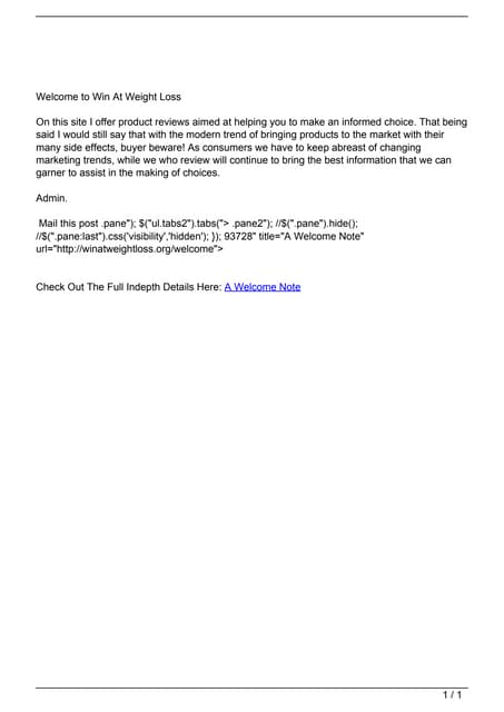 Welcome to Win At Weight Loss | PDF