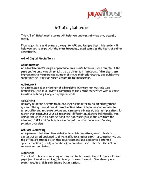 Digital and programmatic advertising glossary | PDF