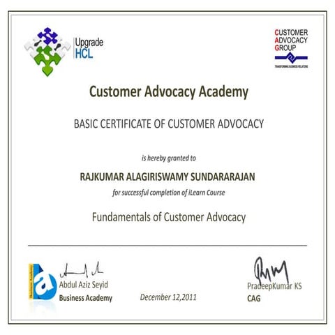 RAJKUMAR ALAGIRISWAMY SUNDARARAJAN - CAA Basic Certificate | PDF