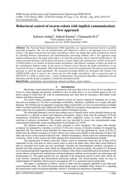 Irjet Comprehensive Review On Modular Self Reconfigurable Robot Architecture Pdf