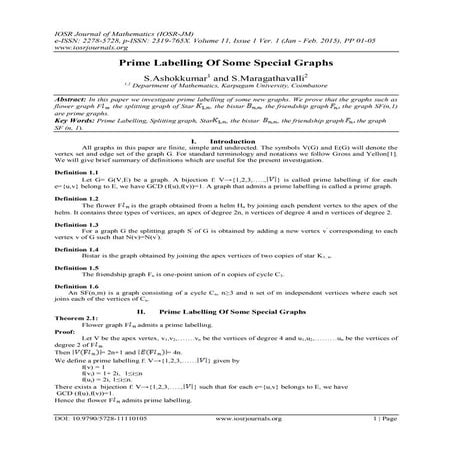Prime Labelling Of Some Special Graphs | PDF