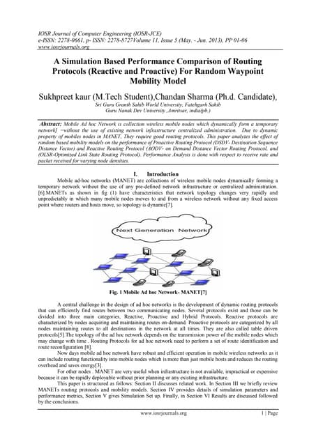 A Simulation Based Performance Comparison Of Routing Protocols Reactive And Proactive For