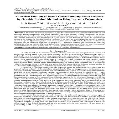 Numerical Solutions of Second Order Boundary Value Problems by Galerkin Residual Method on Using ...